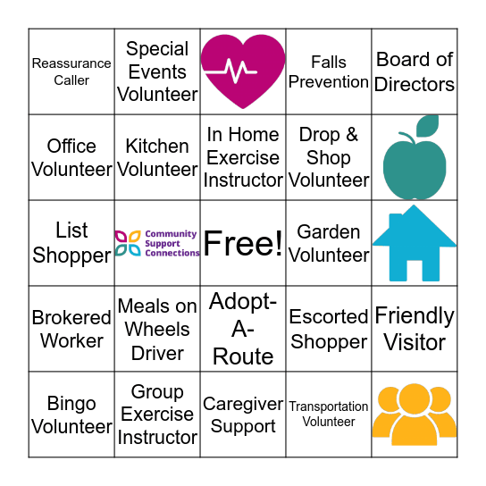 Community Support Connections Bingo Card