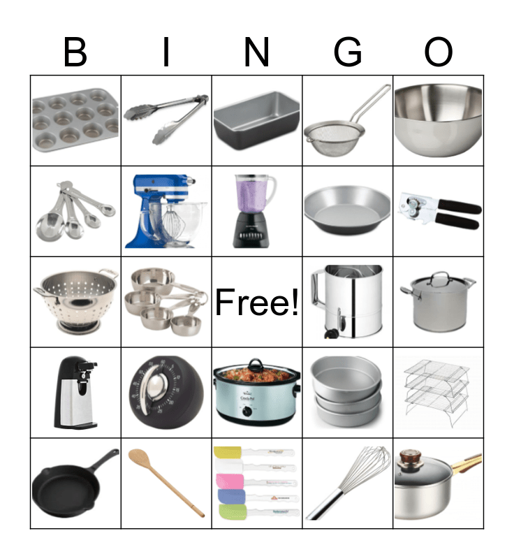 Kitchen Utensil Bingo Card