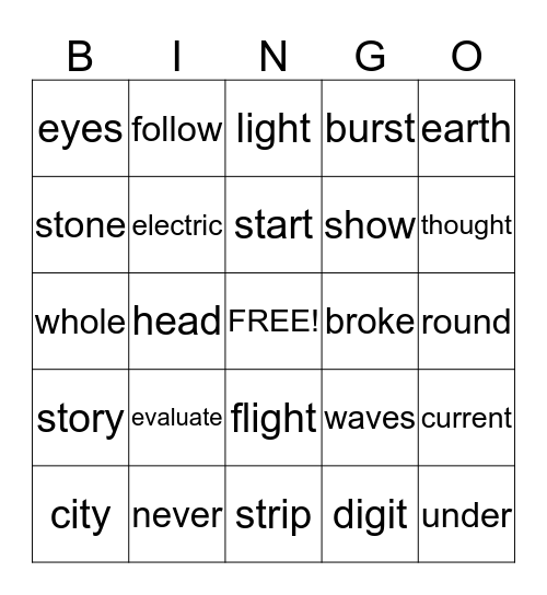 3RD GRADE Bingo Card