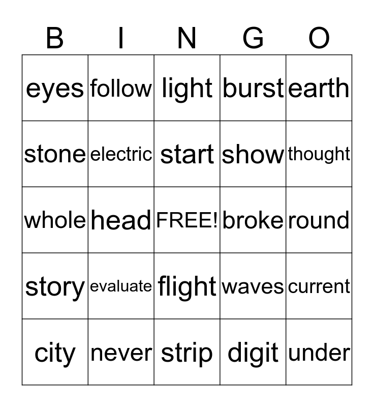 3RD GRADE Bingo Card