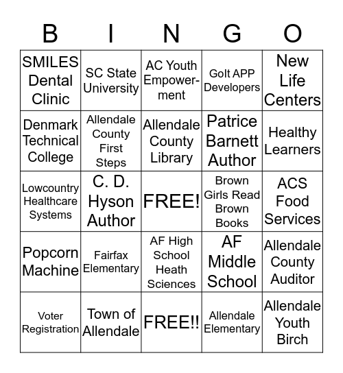 FAMILY LITERACY NIGHT Bingo Card