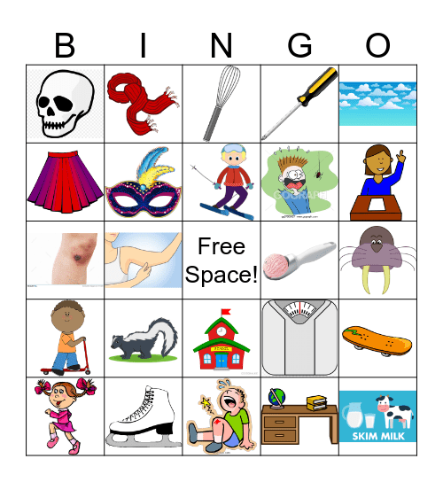 Consonant Clusters /sk/ Bingo Card