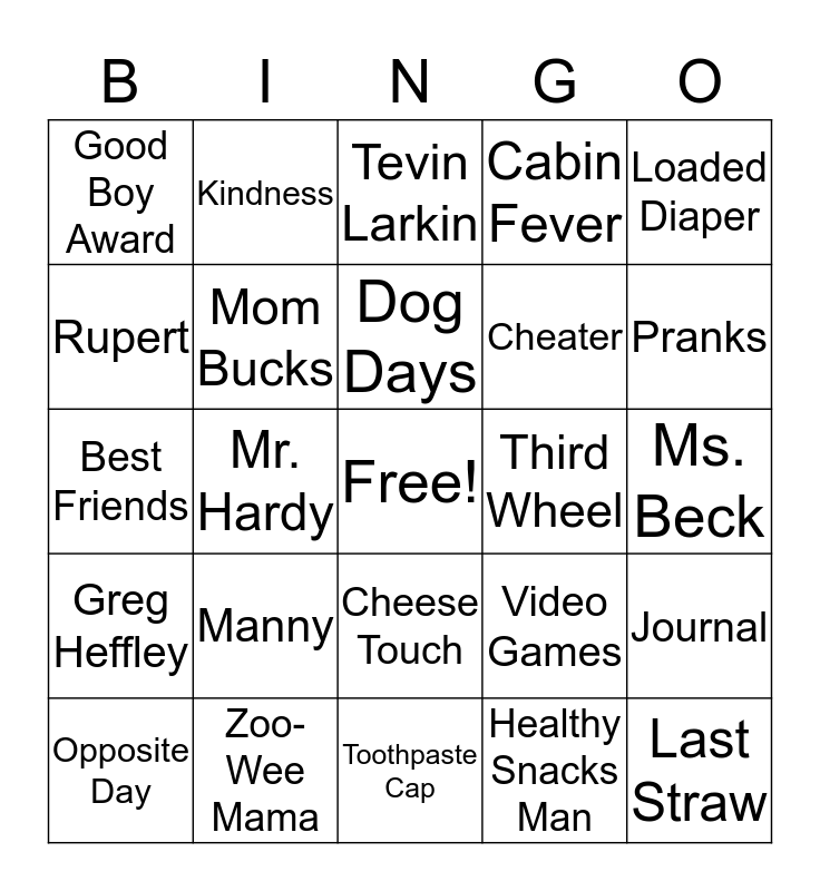 Awesome Friendly Kid Bingo! Bingo Card