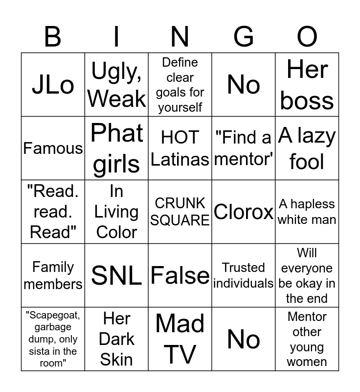 CRUNK BINGO Card