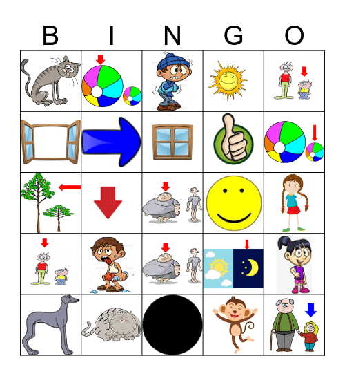 Opposites Bingo Card