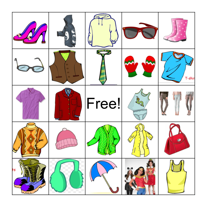 Clothing Group 2 Bingo Card