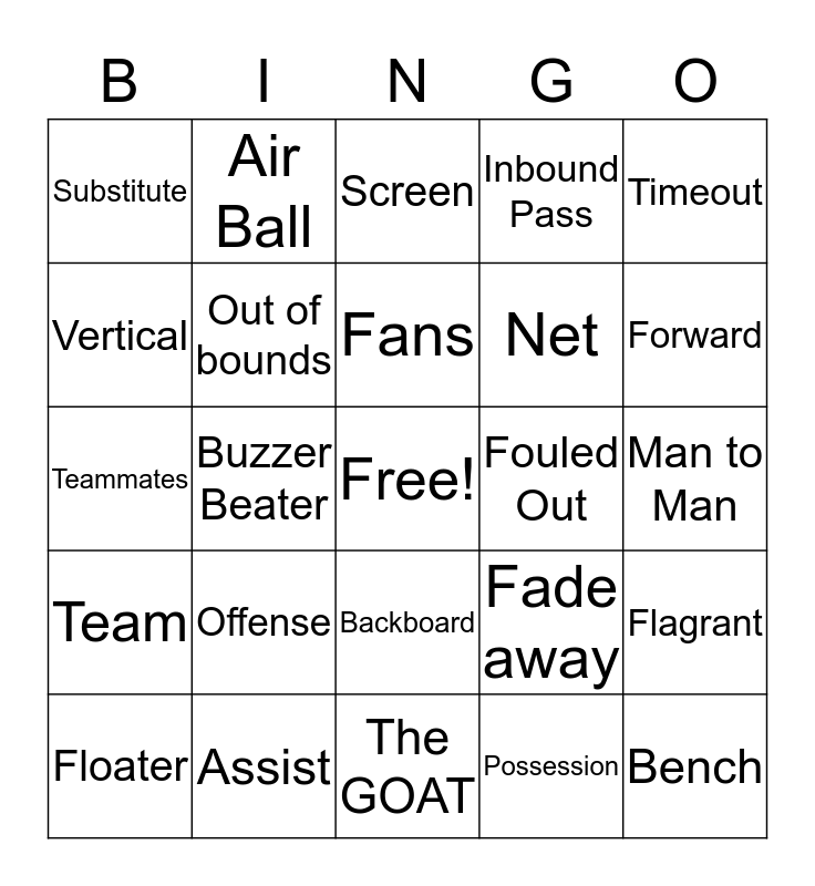 March Madness Bingo Card