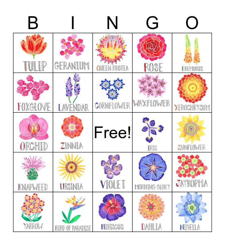 Flowers Bingo Card