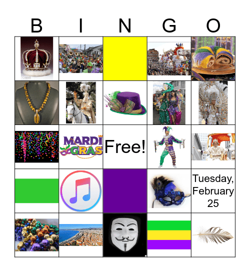 Mardi Gras Bingo Card