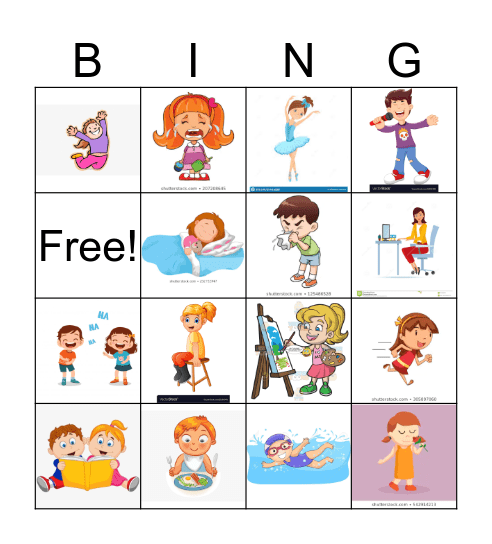 Verb Bingo Bingo Card