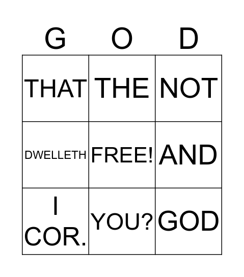 Memory Verse Bingo Card