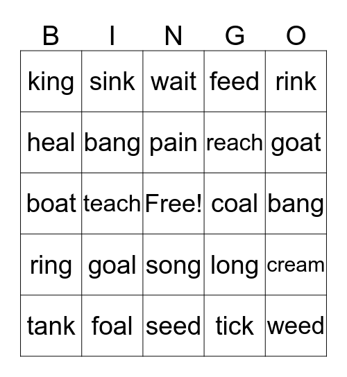 Rainy Day Bingo Card