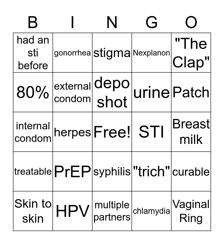 KNOW YOUR STATUS Bingo Card