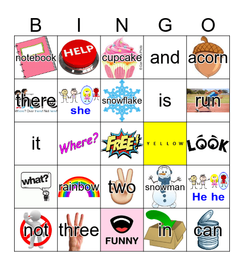 Syllables Bingo Card