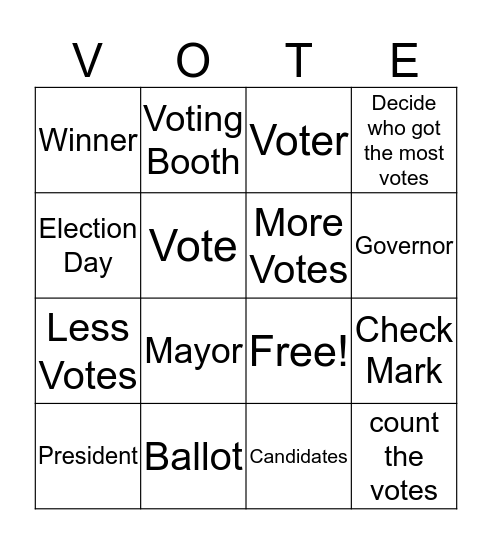 VOTING BINGO Card