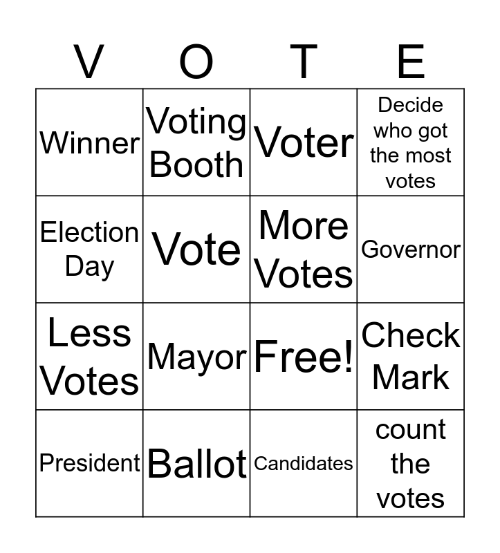 VOTING BINGO Card