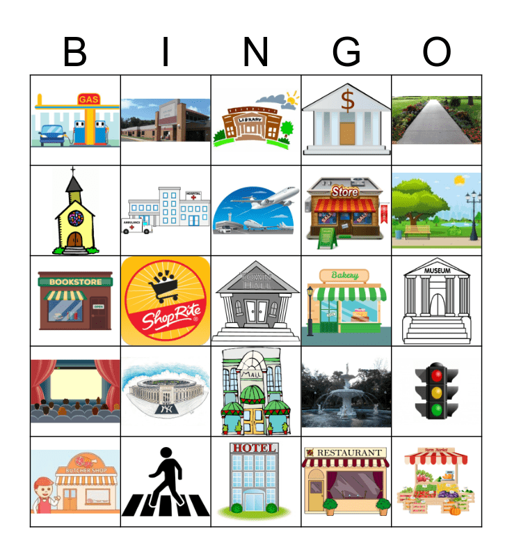 Lugares en la Ciudad Bingo Card