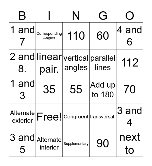 Parallel Lines Bingo Card