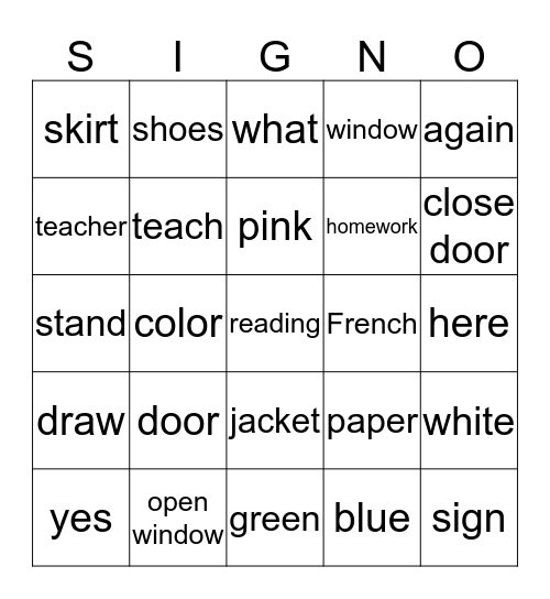 SIGNO Bingo Card