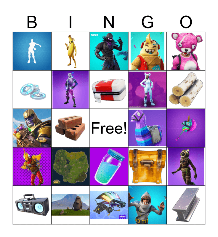 FORTNITE BINGO Card