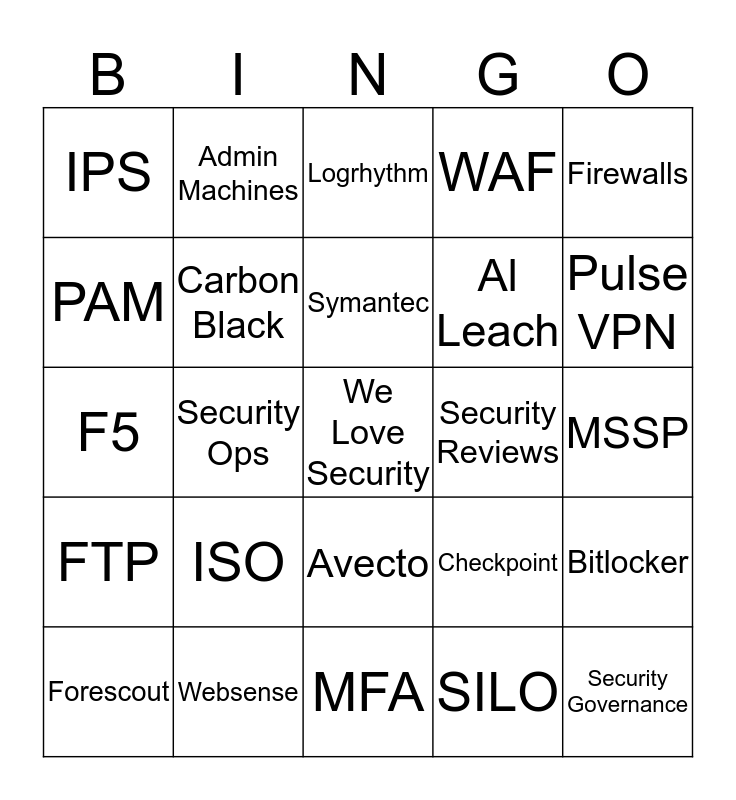 Security Bingo Card