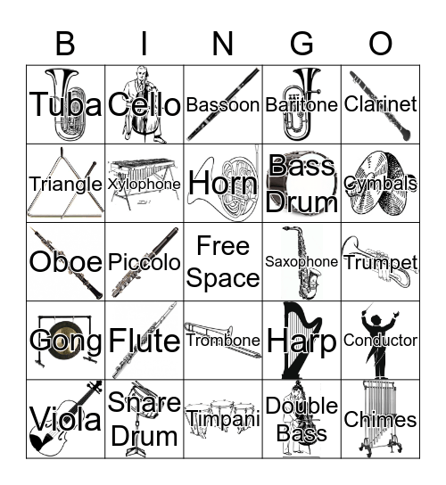 Instruments of the Orchestra Bingo Card