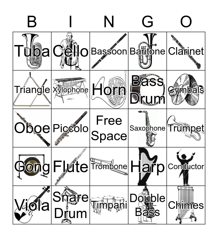 Instruments of the Orchestra Bingo Card