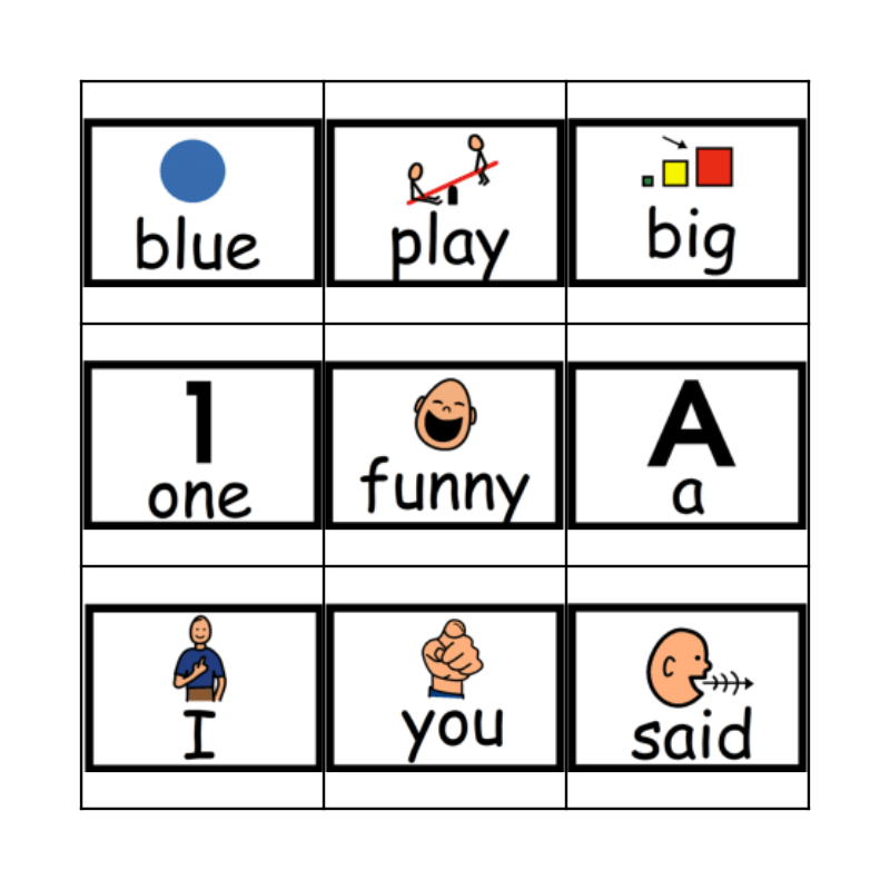Visual Sight Words Bingo Card