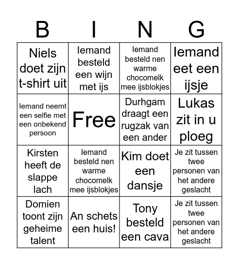 GUSTAAF BINGO Card