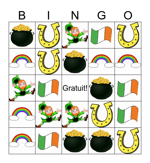 Jour de la St.Patrick Bingo Card