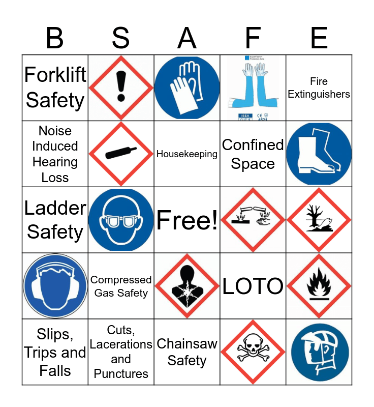 Safety Buck Bingo Card