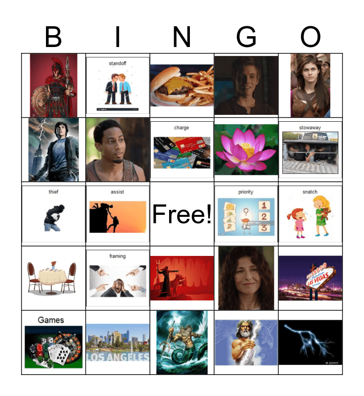 Percy Jackson 15/16 Bingo Card
