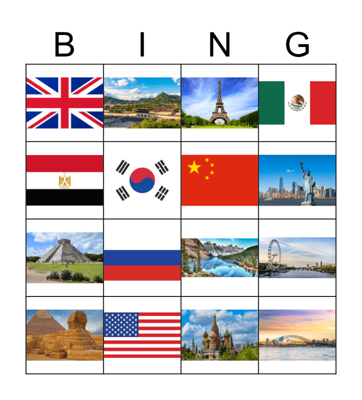 Around the World Bingo Card
