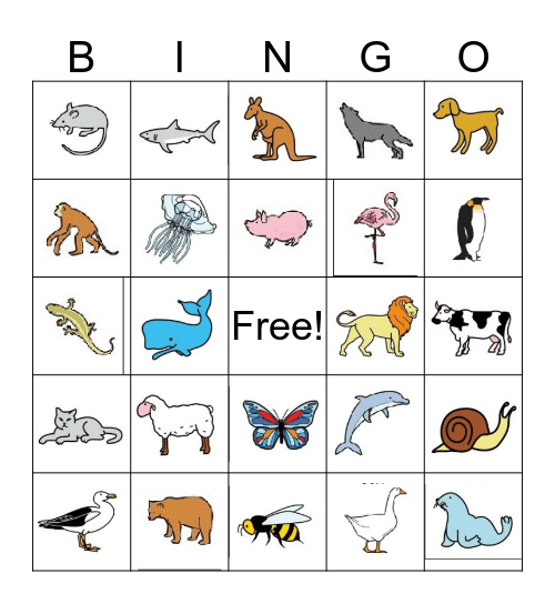 Gli animali Bingo Card