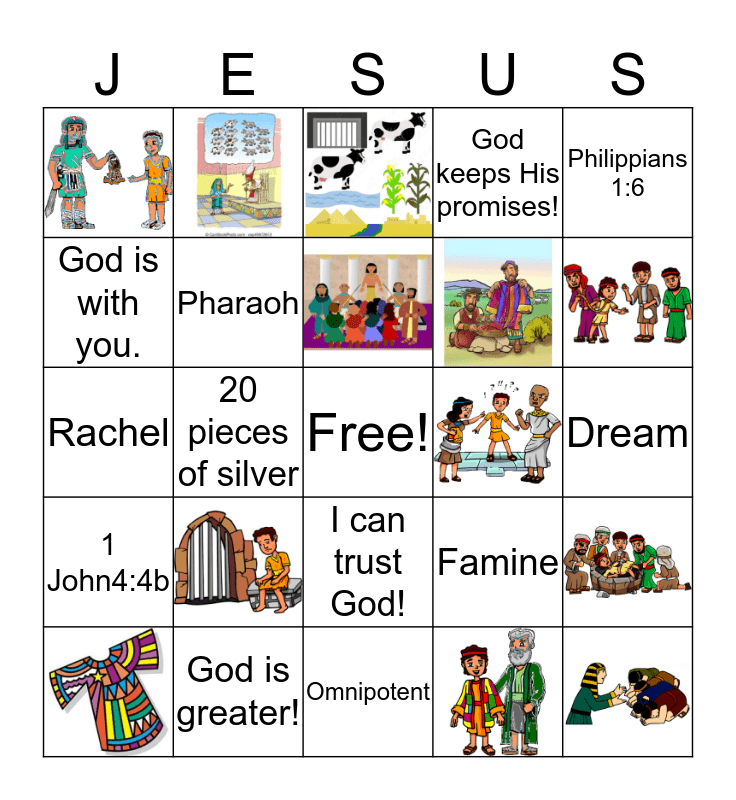 The Life of Joseph Bingo Card