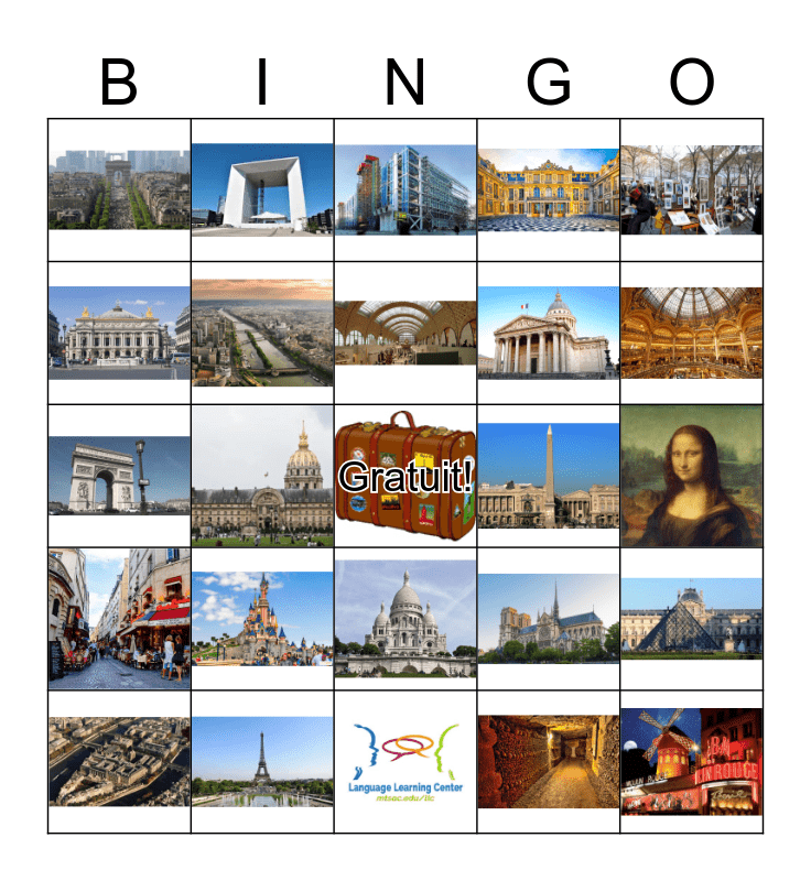 Paris Bingo Card