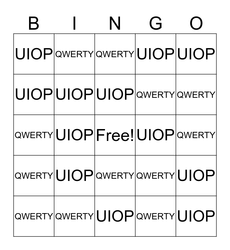 QWERTY BINGO Card