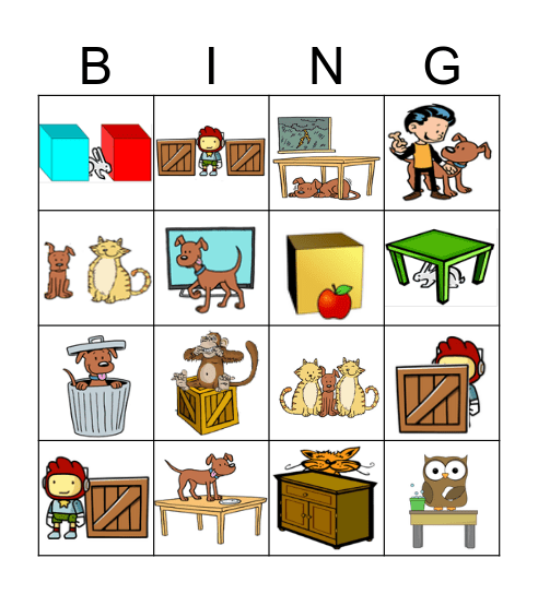 Prepositions of place Bingo Card