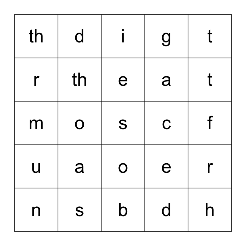 Distar Sounds Bingo Card