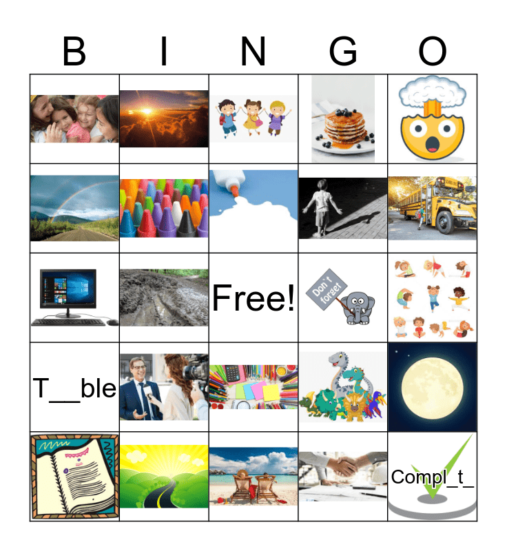 Vowels-A,E,I,O,U Bingo Card