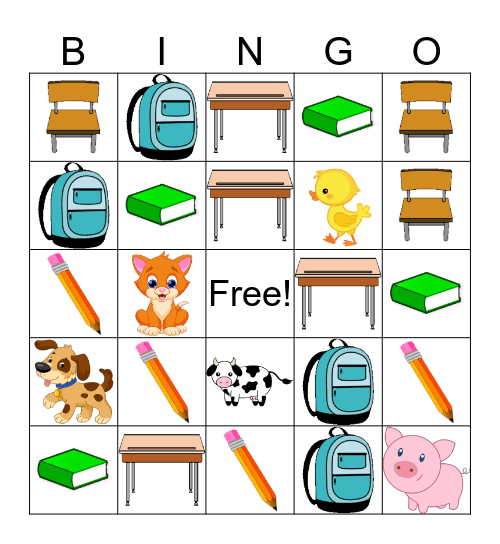 Classroom Items Bingo Card