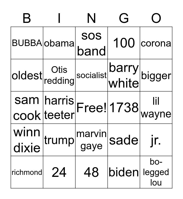 GLASS BINGO Card