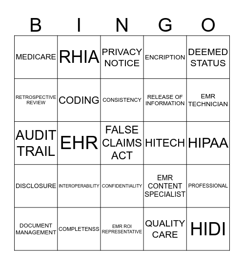 HIP Week Bingo! Bingo Card