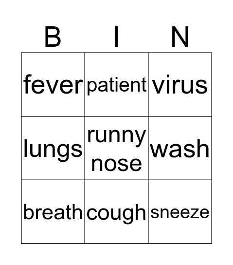 Coronavirus Bingo Card