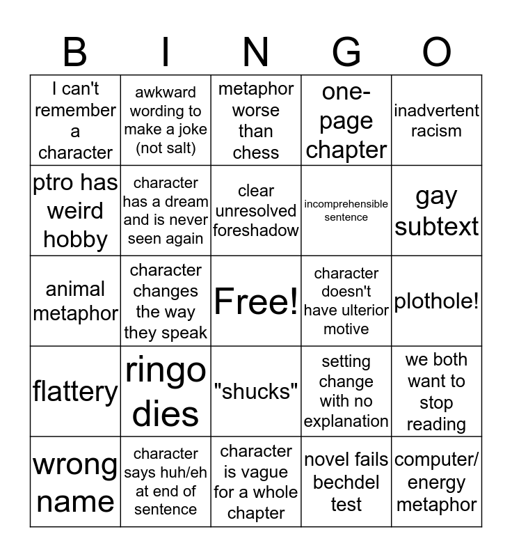 Untitled Ringo Bingo Card