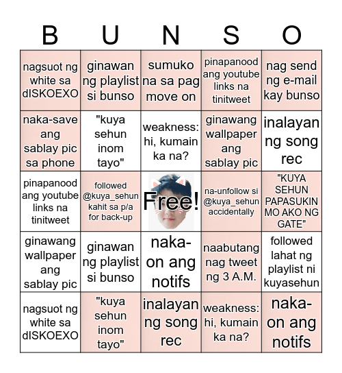 BUNSO BINGO Card