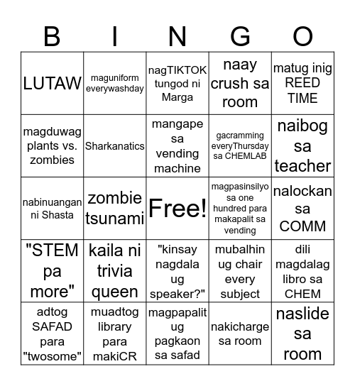 BINGO ng BLOCK L! Bingo Card