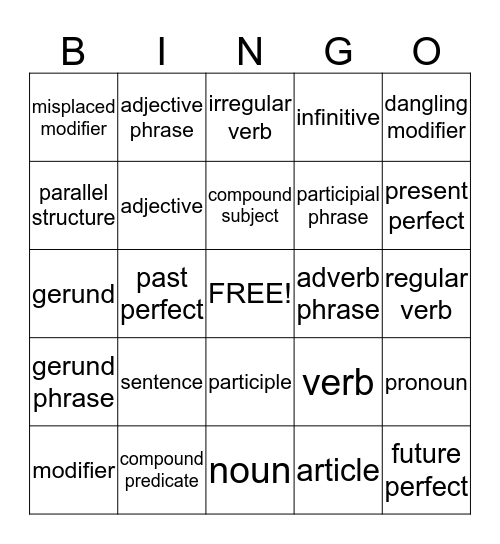 Week Two Bingo Card