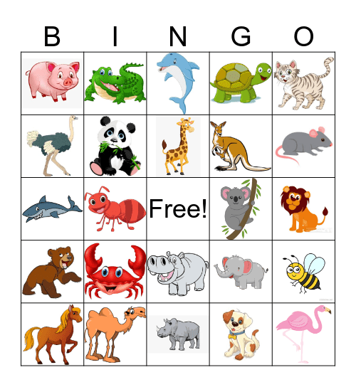 Animal Bingo Card