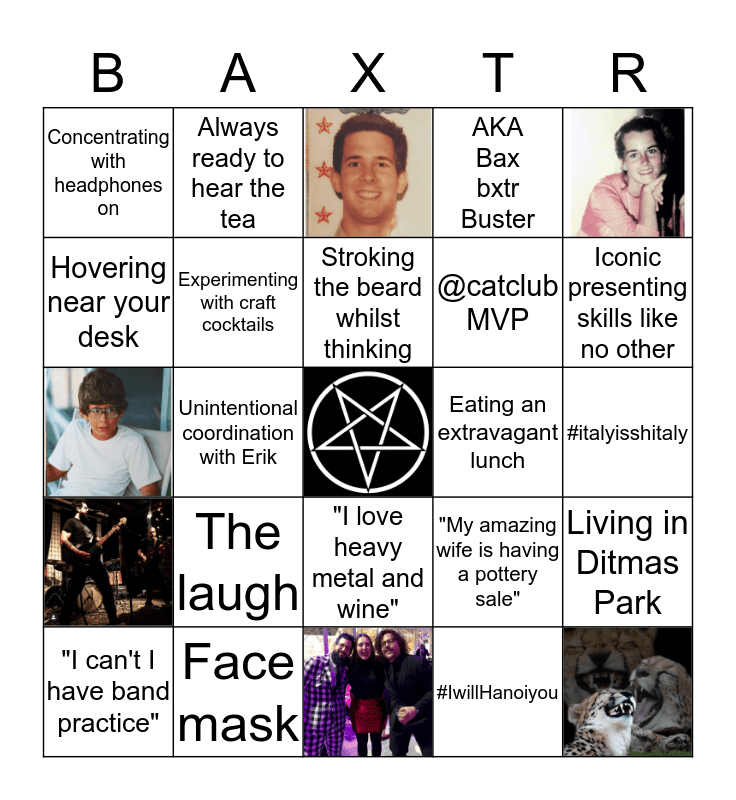 Baxter Bingo Card